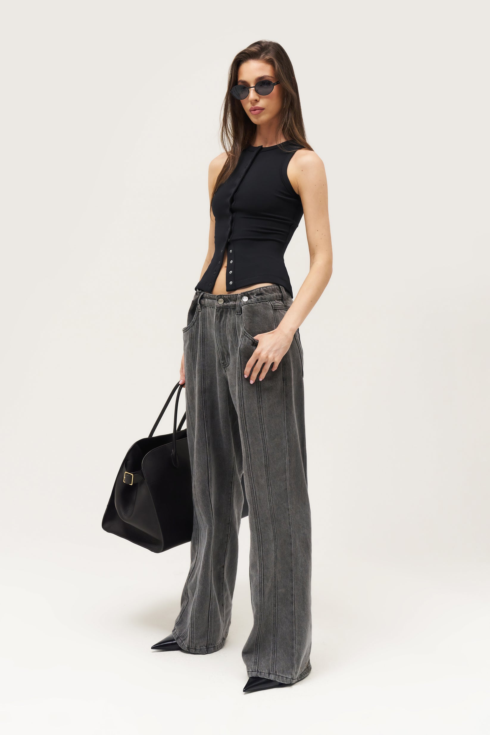 Seam Detail Boyfriend Jeans - Grey – Maebe